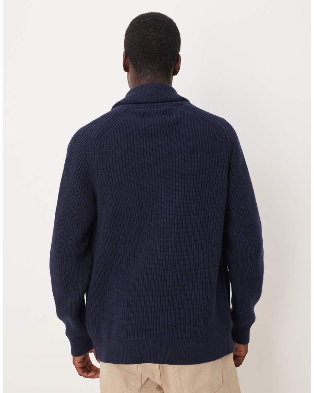 GANT Wool Blend Shawl Collar Cardigan in Blue for Men | Lyst UK