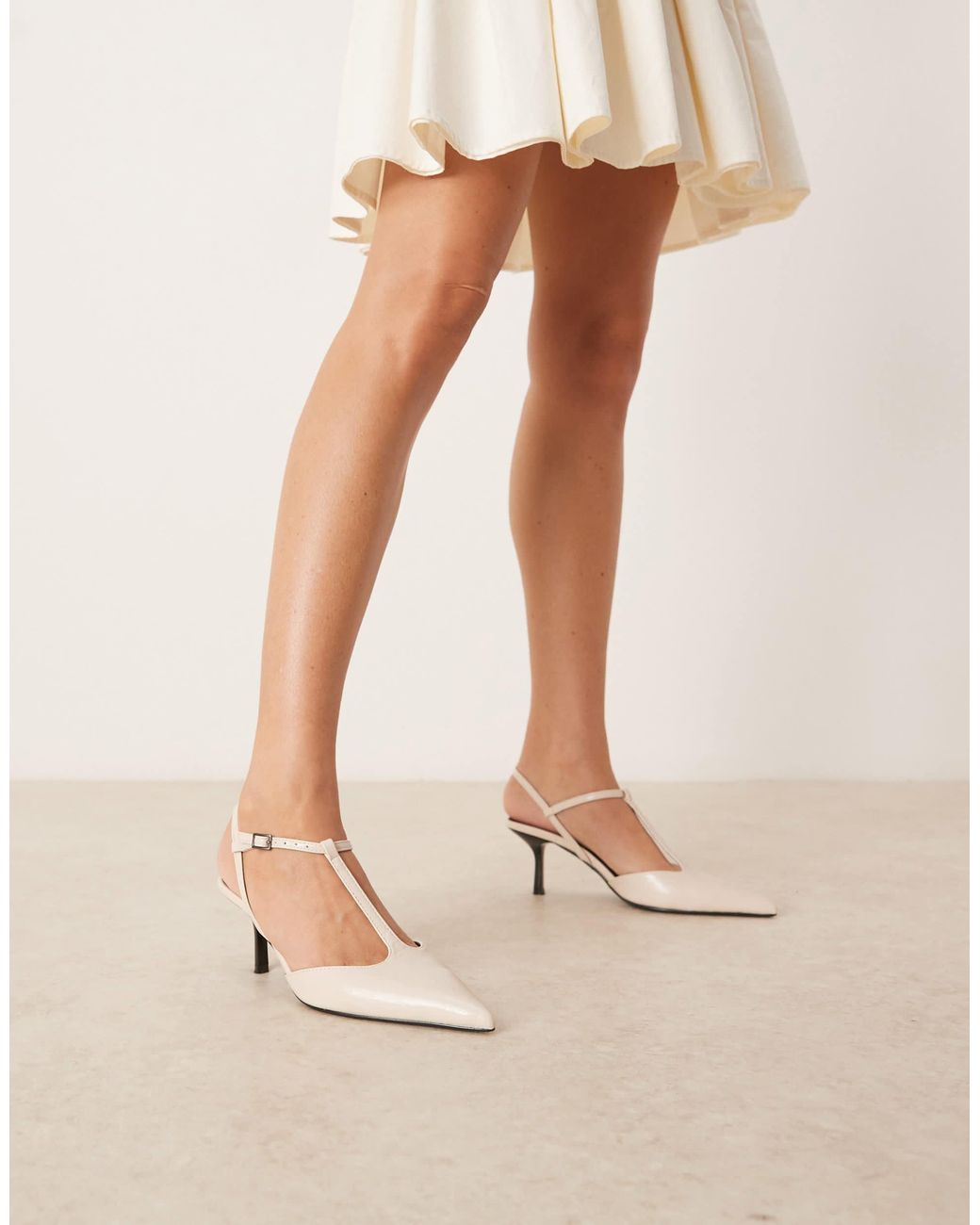 Glamorous Slingback Pointed Heeled Shoes in Natural | Lyst