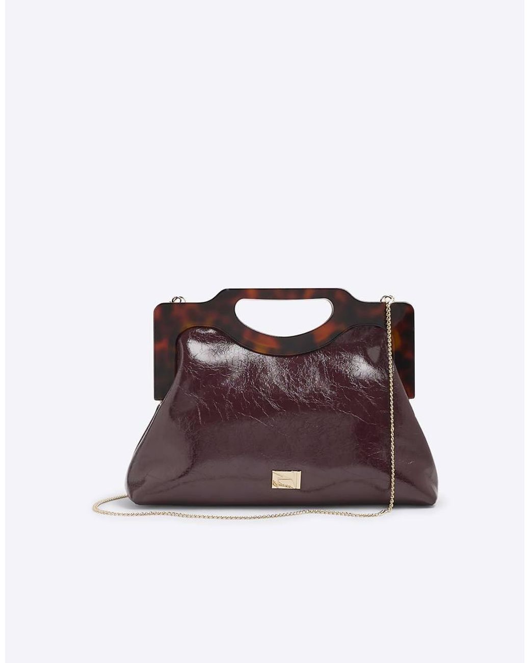 River Island Tortoiseshell Handle Clutch Bag in Brown | Lyst UK