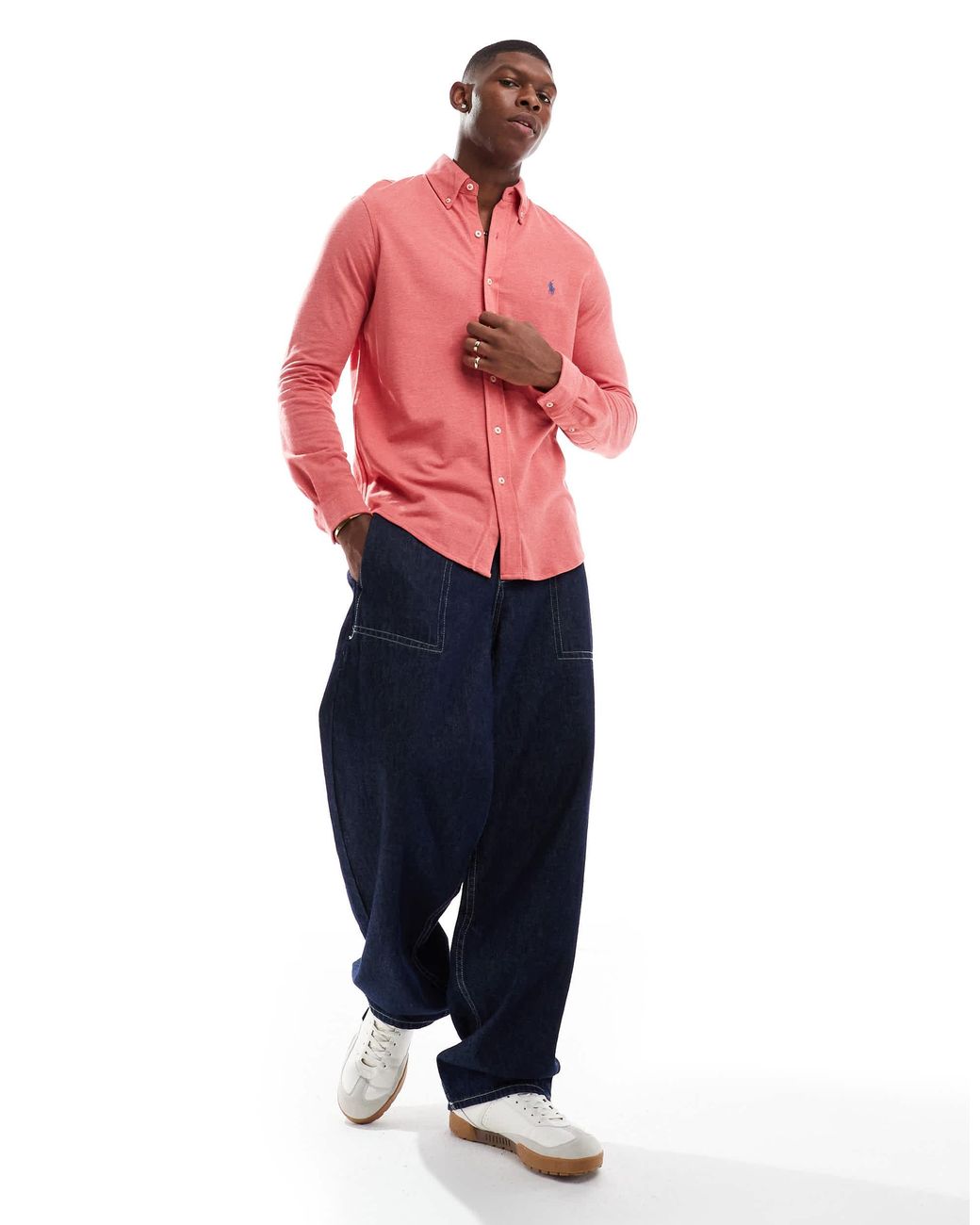 Polo Ralph Lauren Icon Logo Pique Shirt in Pink for Men | Lyst