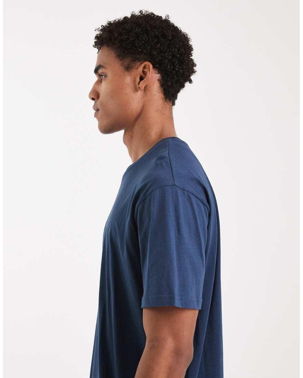 Brave Soul Oversized Crew Neck T-shirt in Blue for Men | Lyst UK