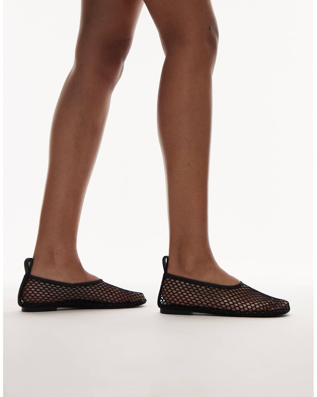 ARKET Mesh Square Shaped Toe Ballet Flat in Brown | Lyst