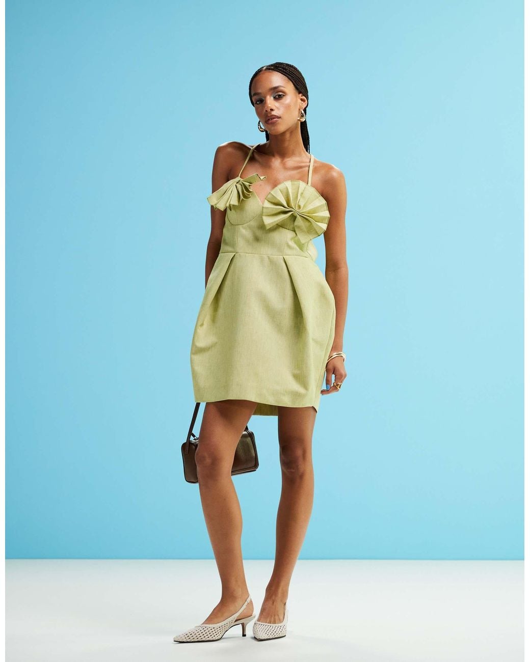 ASOS Structured Fan Bust Mini Dress in Blue | Lyst