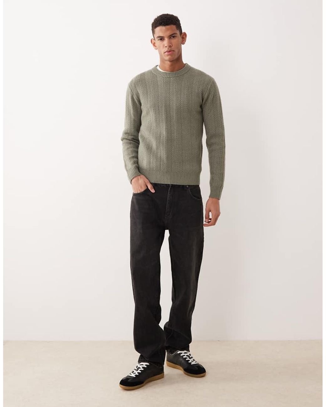 Mango Textured Knit Jumper in Grey for Men | Lyst UK