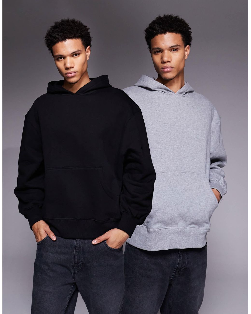 ASOS Premium Heavyweight 2 Pack Oversized Hoodie 400gsm in Gray for Men ...