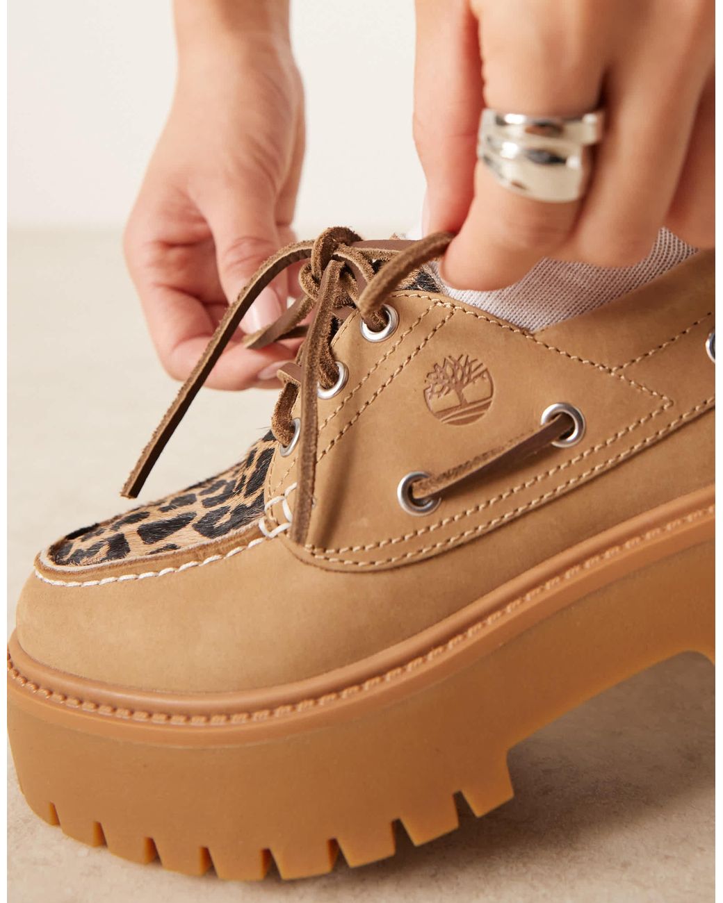 Timberland Stone Street Platform Eye Boat Shoe in Natural | Lyst