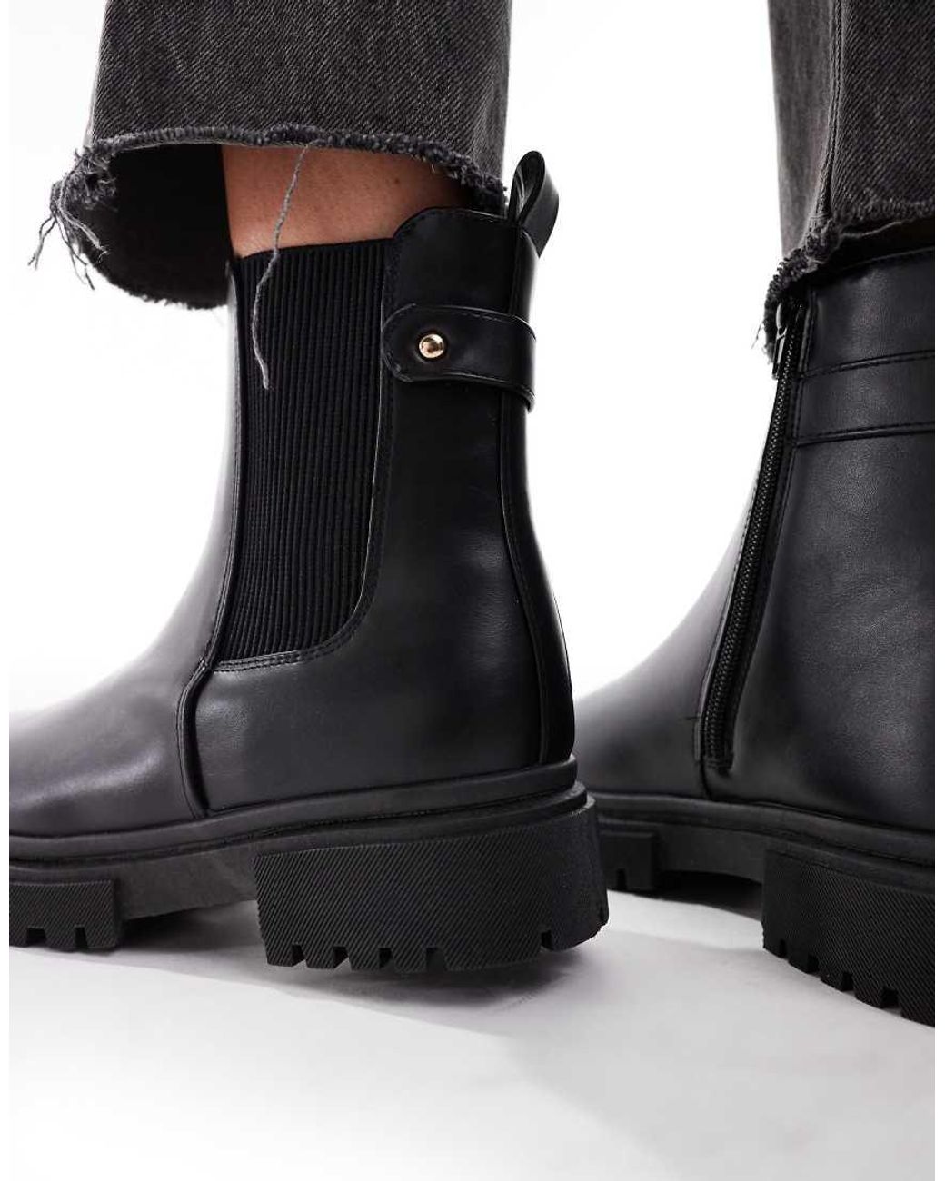 New Look Chunky Zip Up Chelsea Ankle Boot in Black | Lyst UK