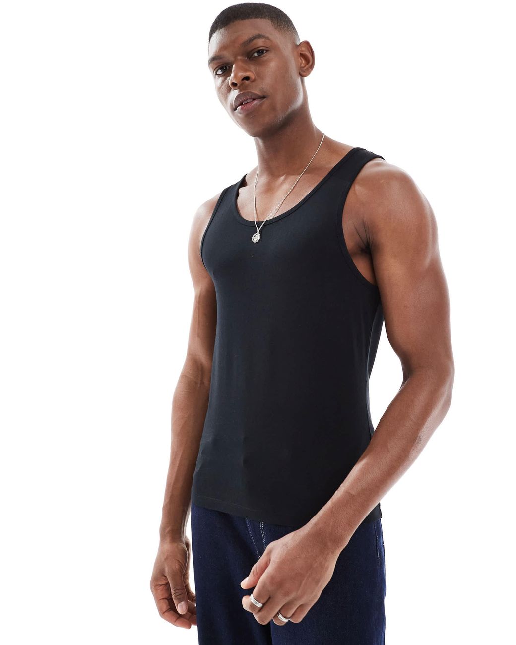 ASOS Essentials Muscle Fit Singlet in Blue for Men | Lyst