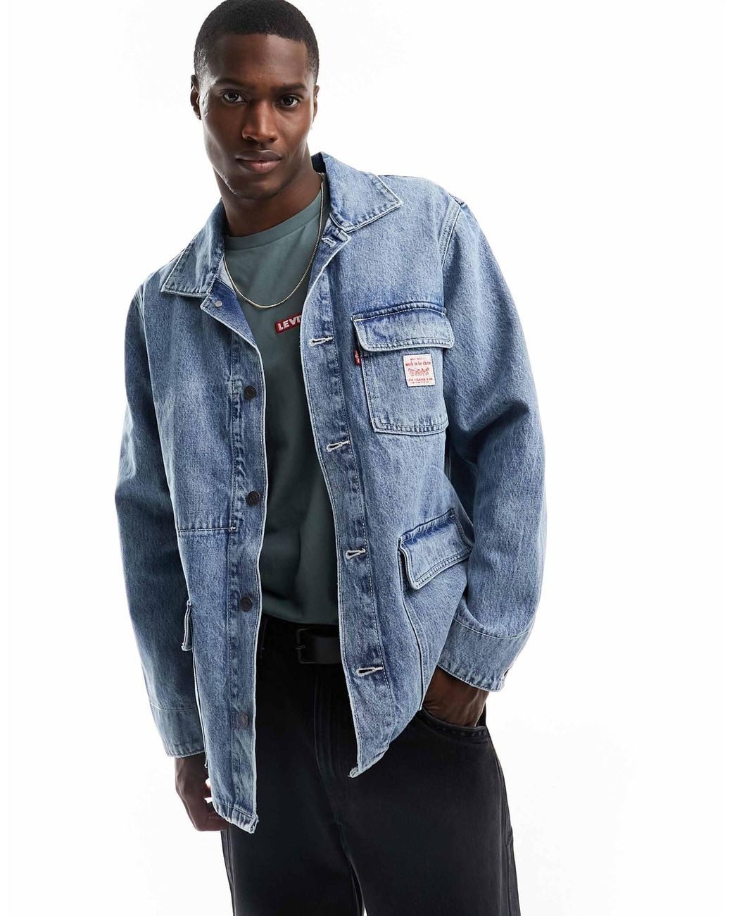 Levi's Broadway Engineer Denim Jacket in Blue for Men | Lyst