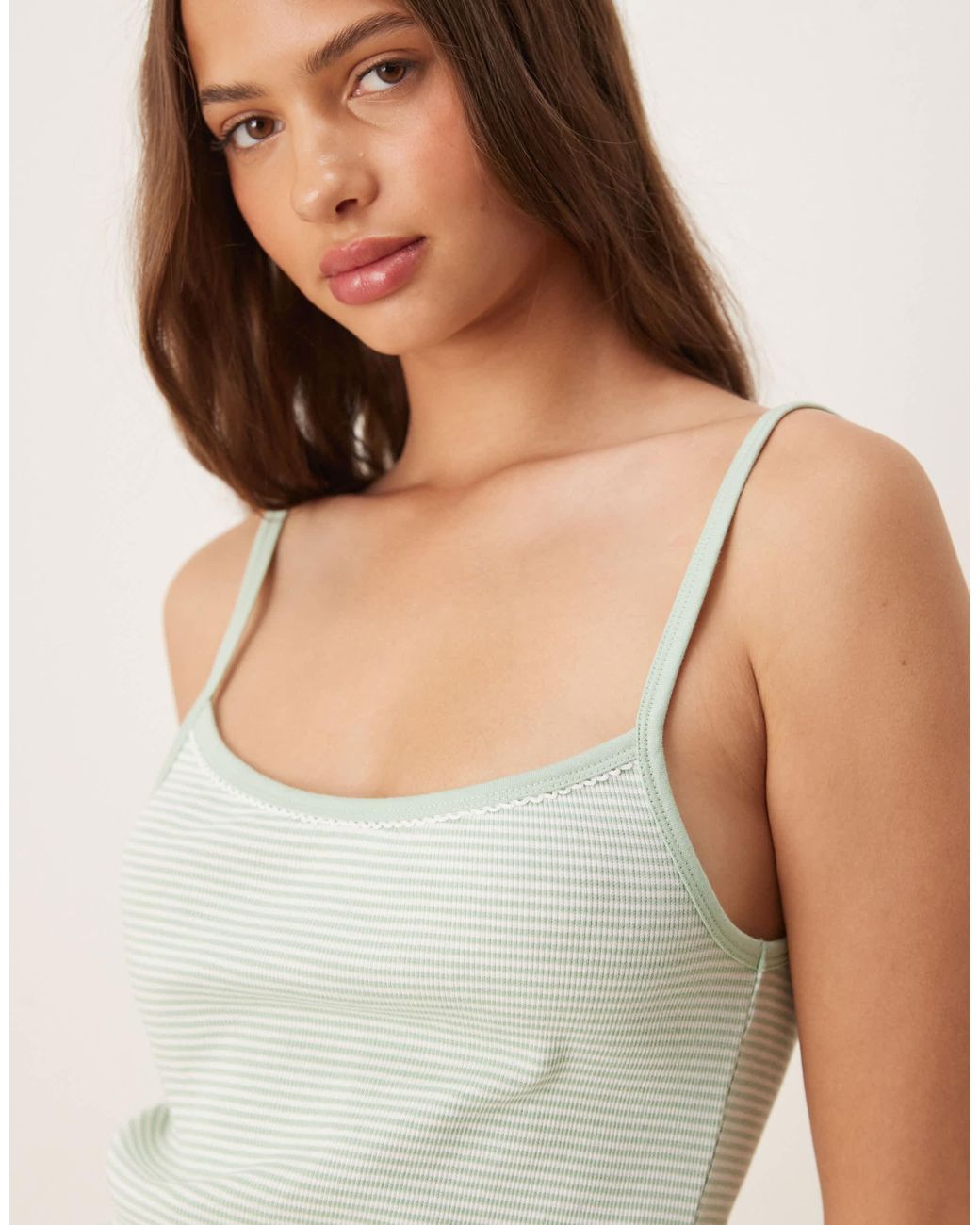 ASOS Mix & Match Frill Pyjama Cami in White | Lyst