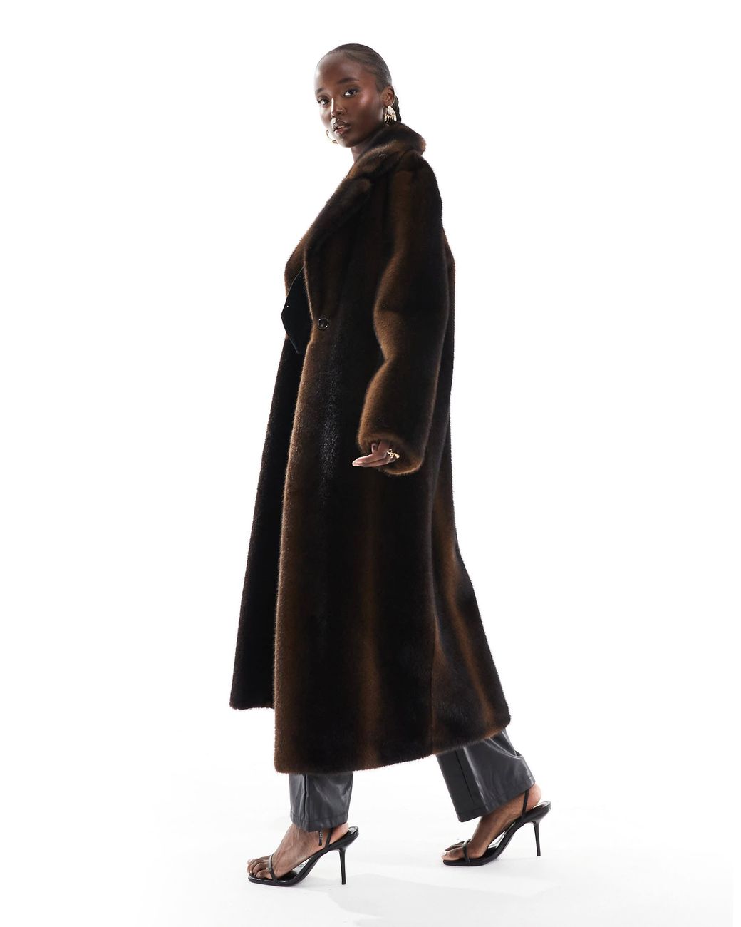 ASOS Asos Design Tall Longline Vintage Look Faux Fur Coat in Black | Lyst