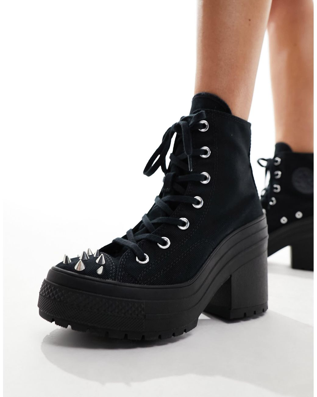 Converse Chuck 70 De Luxe Heel Platform Studded Sneakers in Black | Lyst