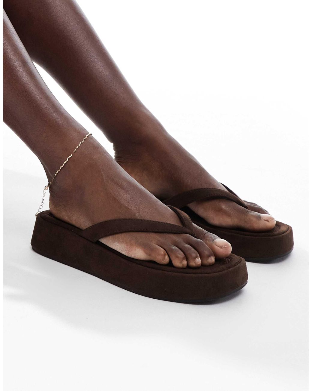 Stradivarius Flatform Sandal in Brown | Lyst