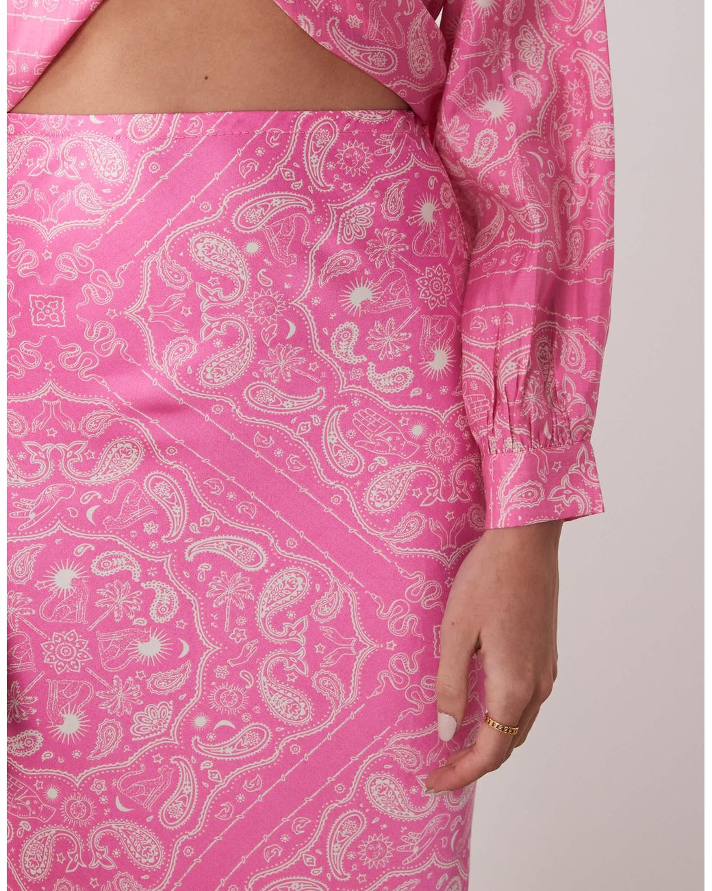 Never Fully Dressed Dorris Satin Maxi Skirt Co-ord in Pink | Lyst