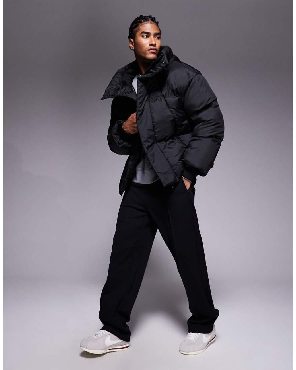 Good For Nothing Oversized Boxy Puffer Jacket in Grey for Men | Lyst UK