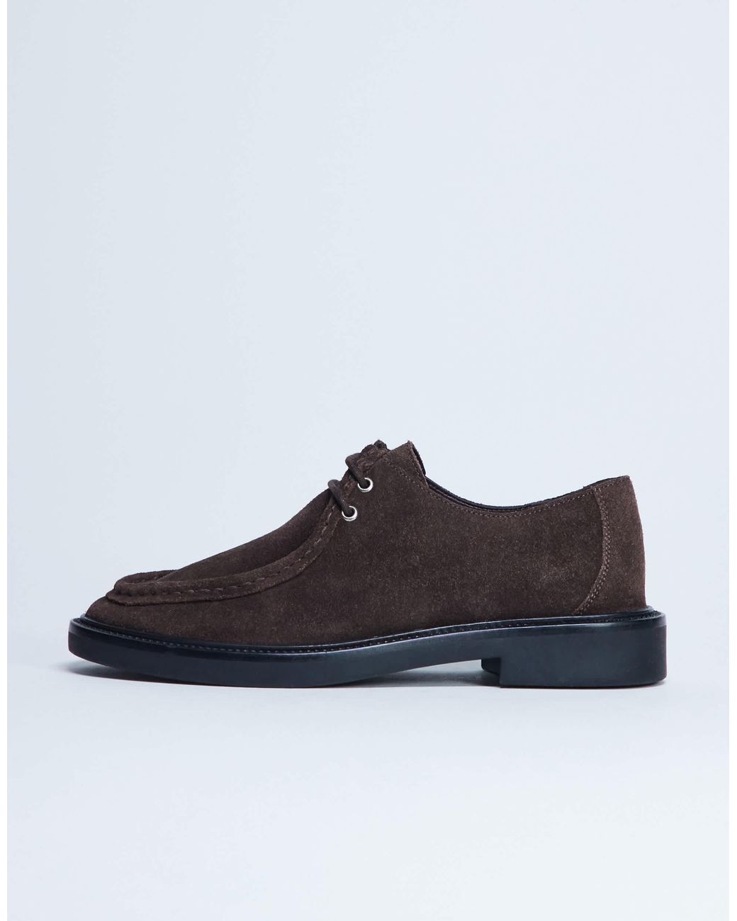 TOPSHOP Banks Suede Leather Lace Up Shoe in Brown | Lyst