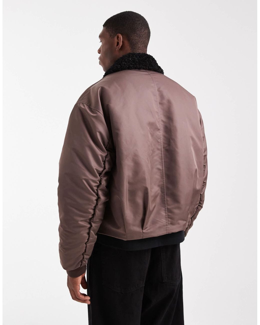 ASOS Coach Jacket With Faux Fur Collar in Brown for Men | Lyst