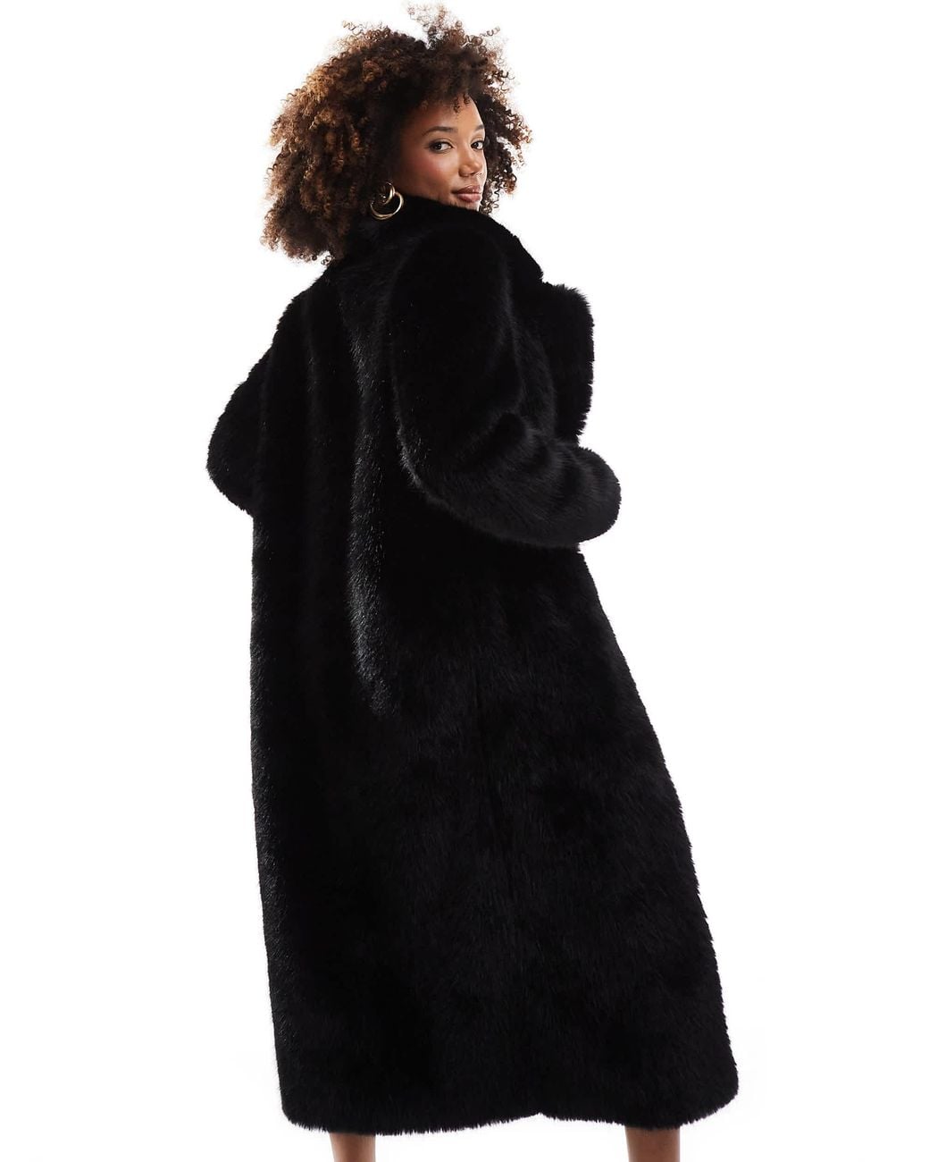EVER NEW Maxi Faux Fur Coat in Black | Lyst