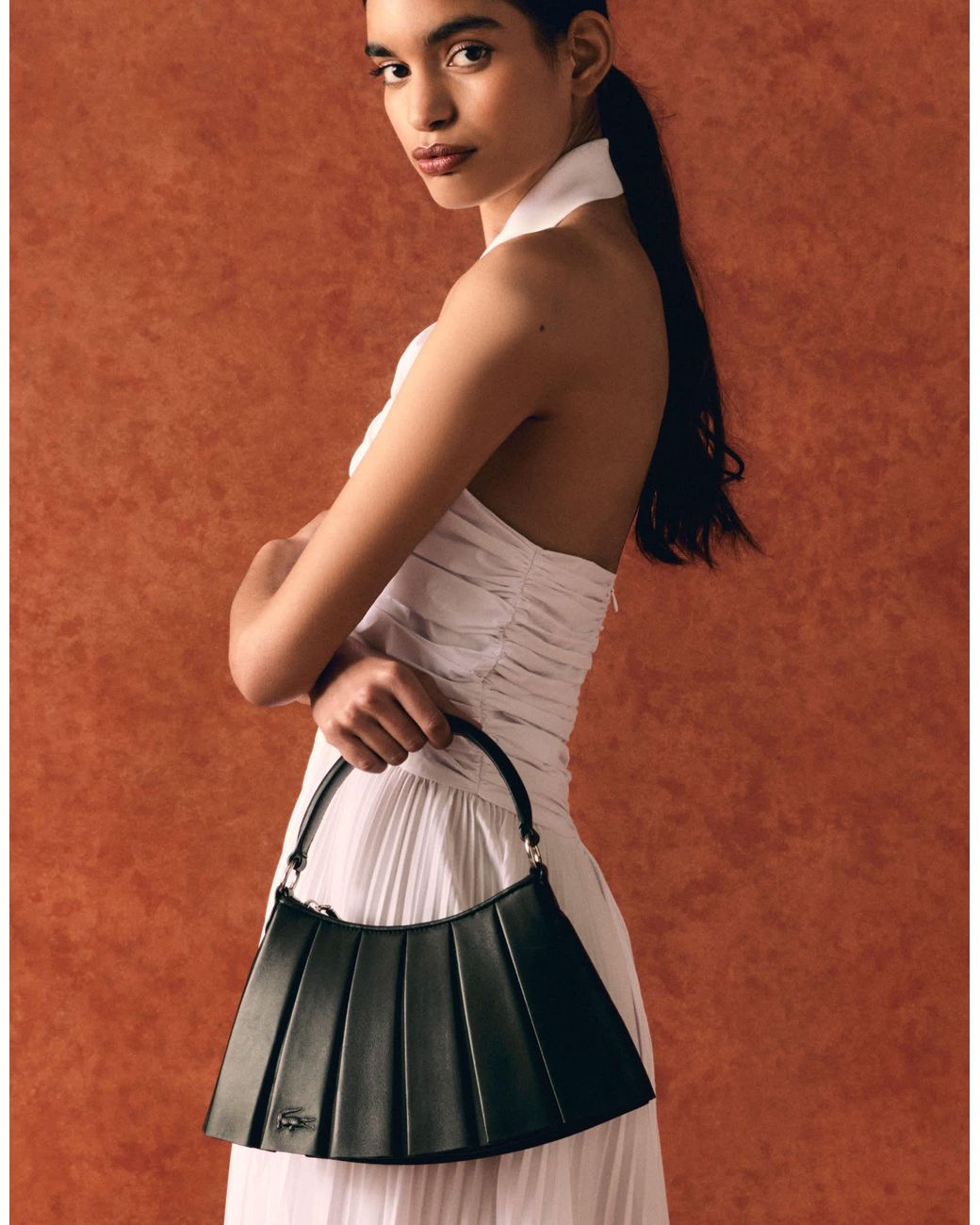 Lacoste Lenglen Leather Logo Bag in Brown | Lyst