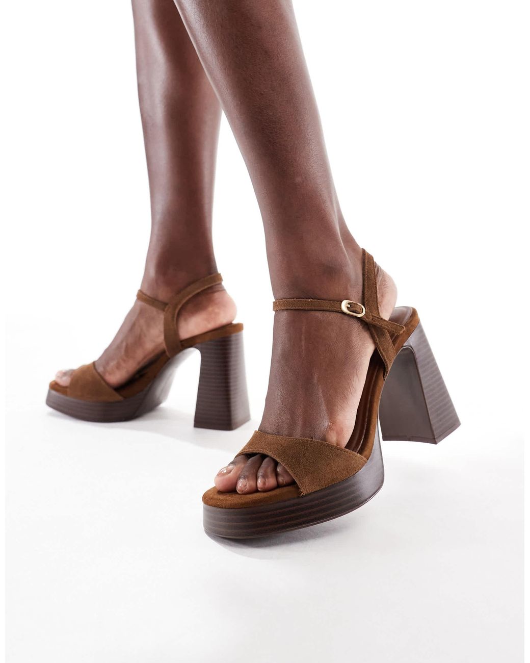 Stradivarius Platform Sandal in Brown | Lyst