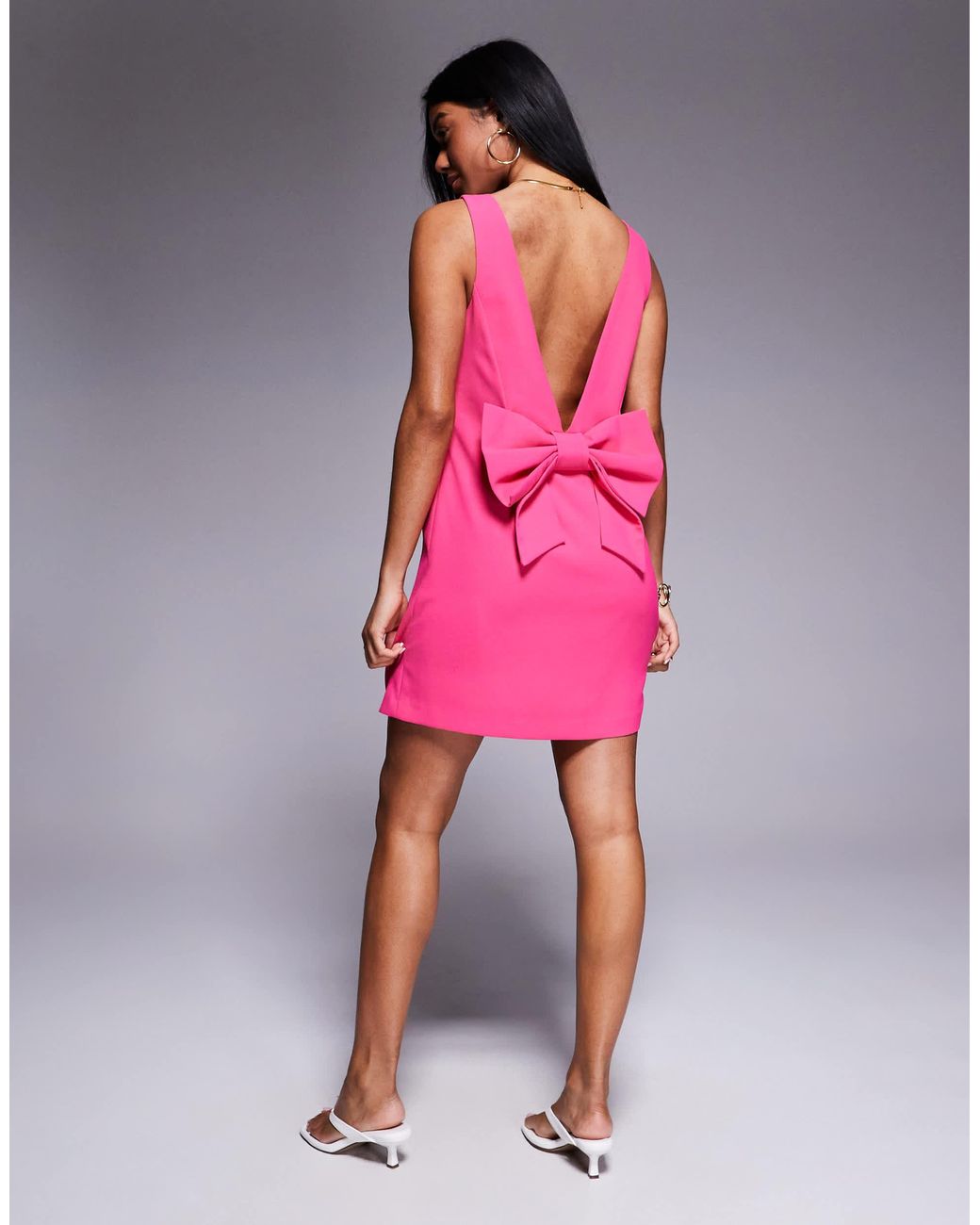 River Island Bow Back Detail Mini Dress in Pink | Lyst