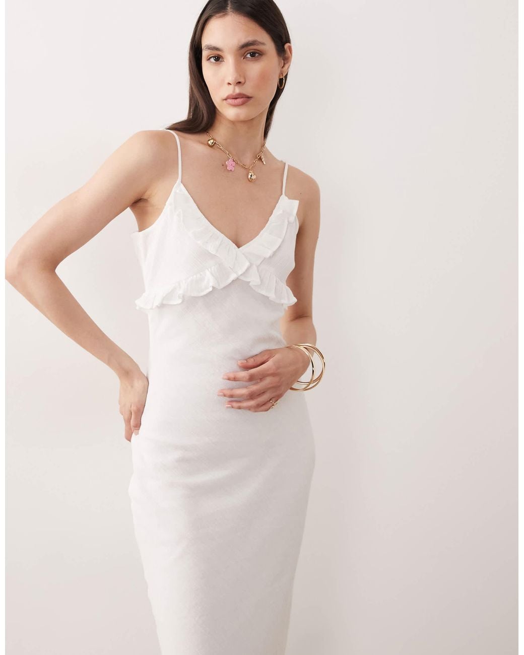 esmé studios Maxi Beach Dress With Ruffle Detail in Pink | Lyst