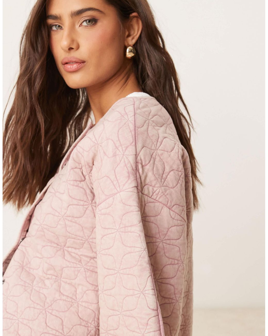 ASOS Oversized Quilted Jacket With Cocoon Sleeve in Pink | Lyst