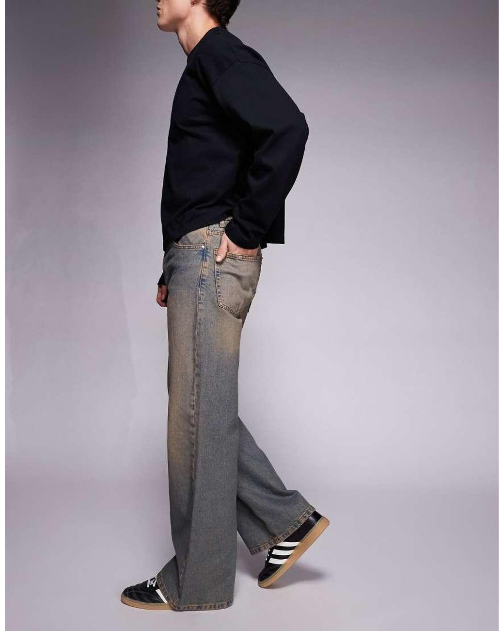 ASOS Wide Flare Jeans in Natural for Men | Lyst UK