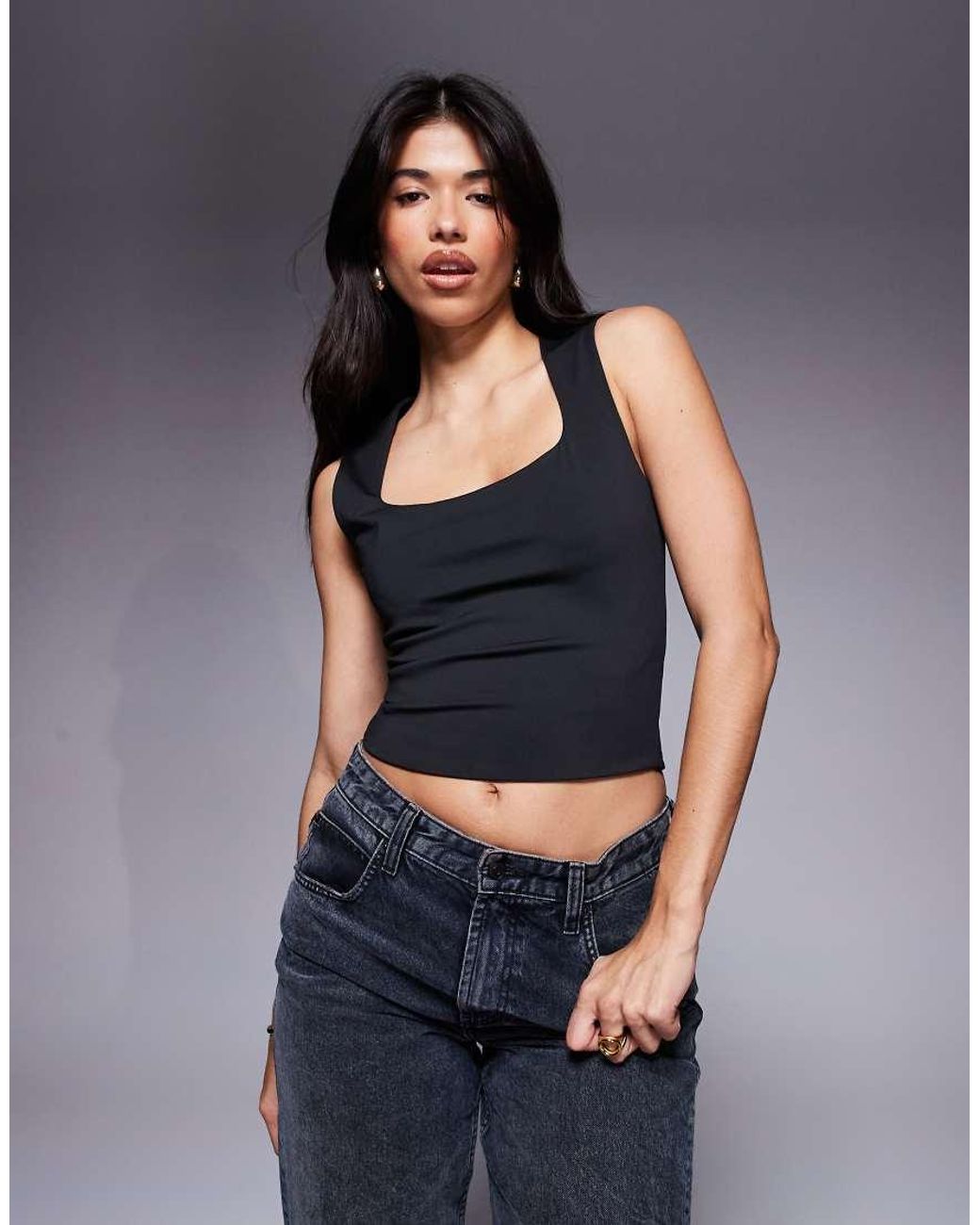 ASOS Sculpting Wide Strap Vest Top in Blue | Lyst UK