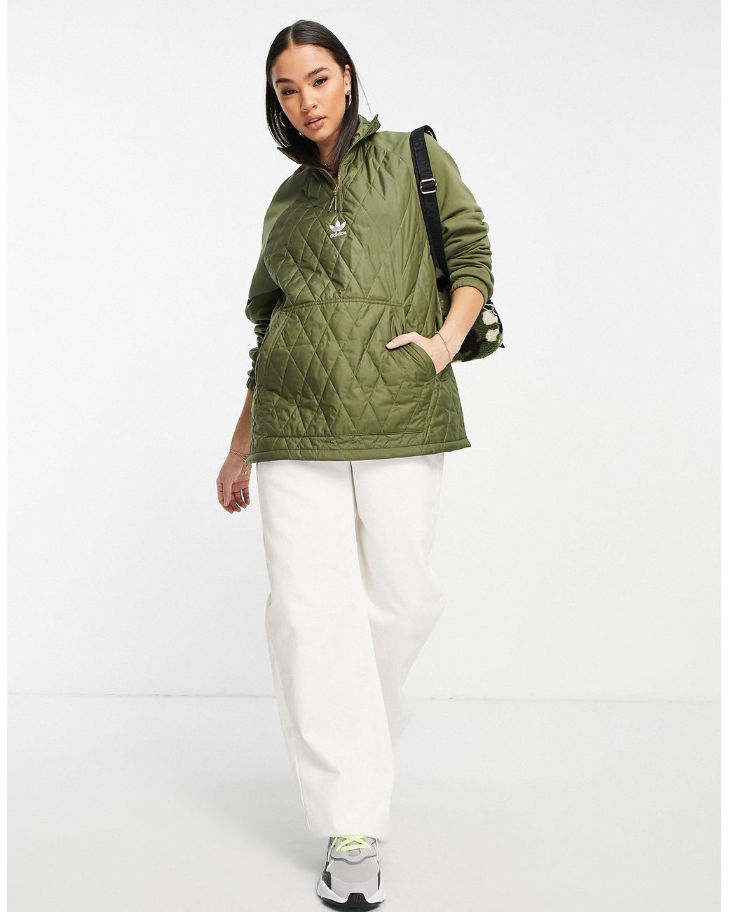 Adidas Originals Half Zip Quilted Boyfriend Track Top In, 56% OFF