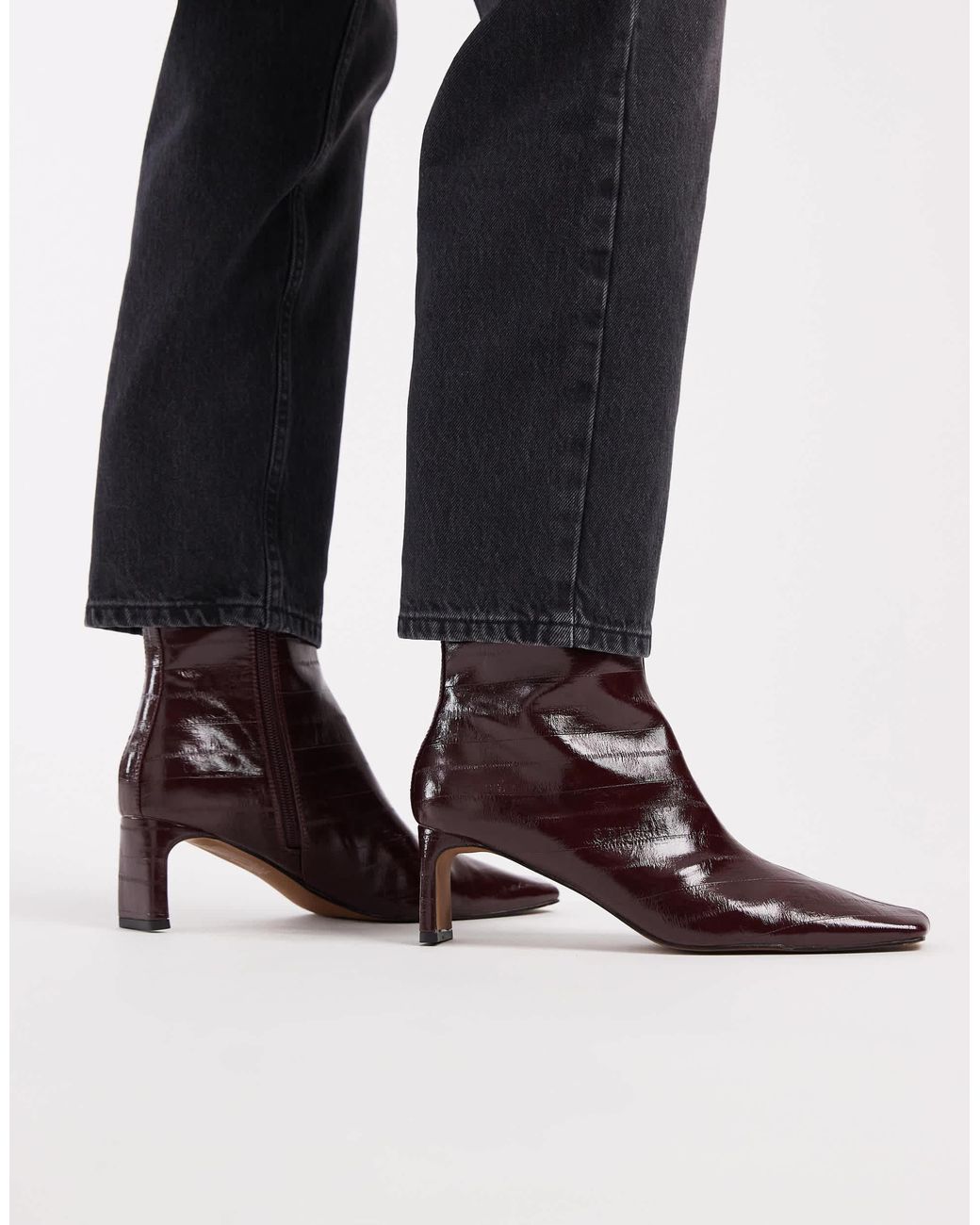 ASOS Eliza Set Back Heel Ankle Boots in Red | Lyst