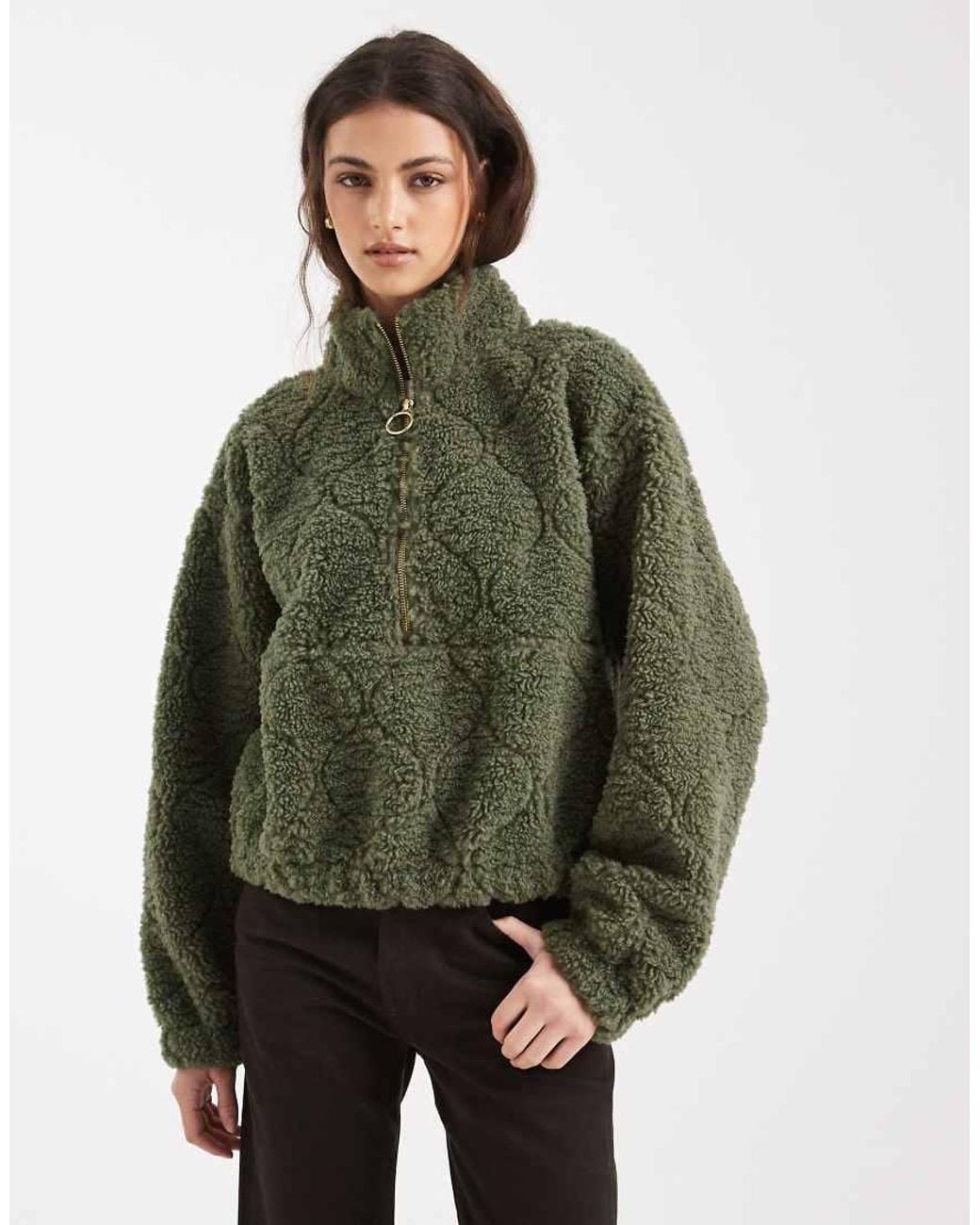 ONLY Teddy Boxy Fleece in Green | Lyst UK