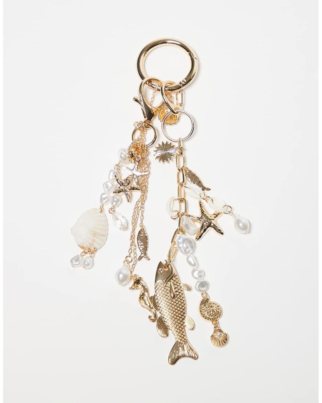 ASOS Fish & Faux Shell Bag Charm in White | Lyst UK
