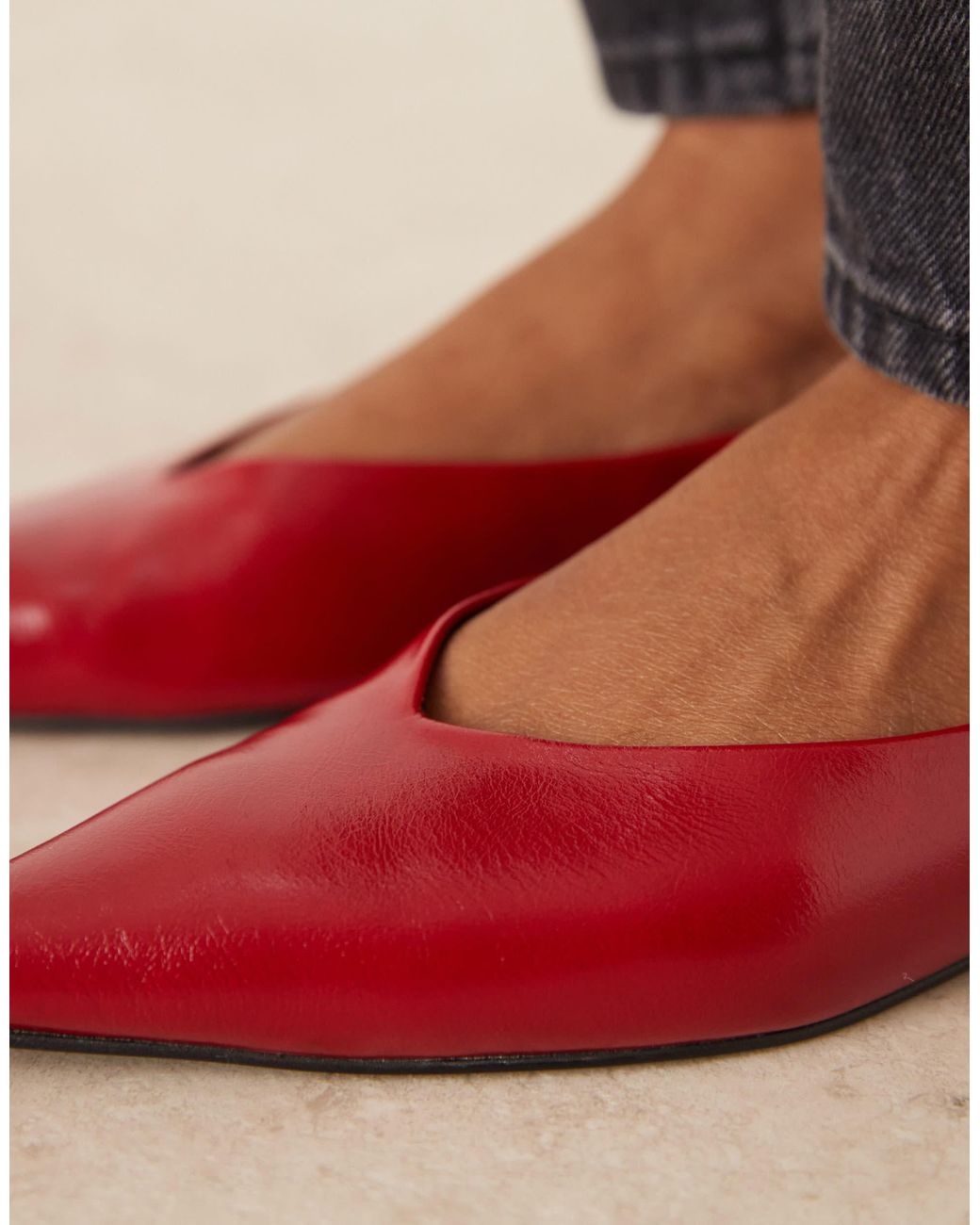 ASOS Lari Pointed Ballets in Red | Lyst