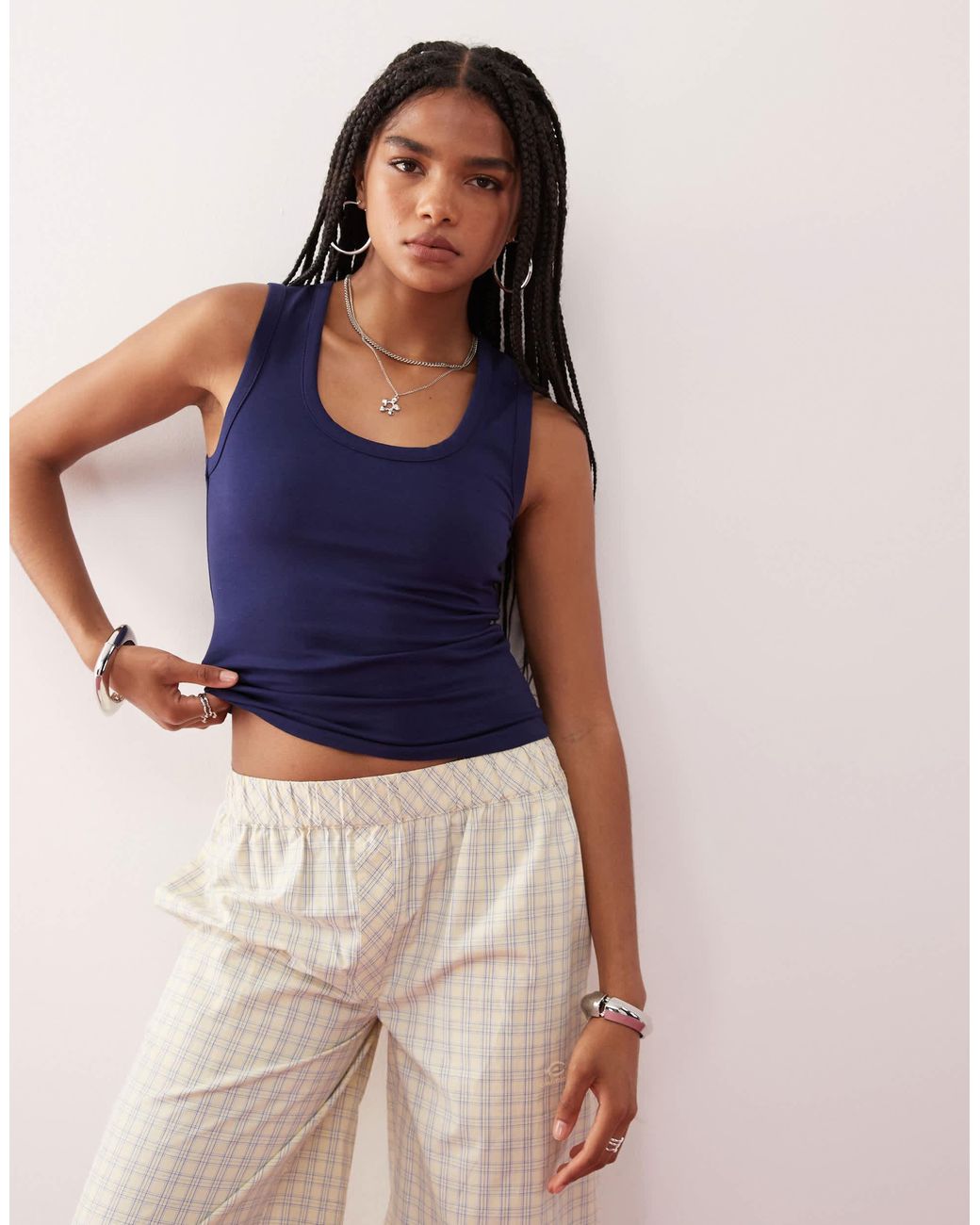 Collusion Elevated Scoop Neck Vest in Blue | Lyst