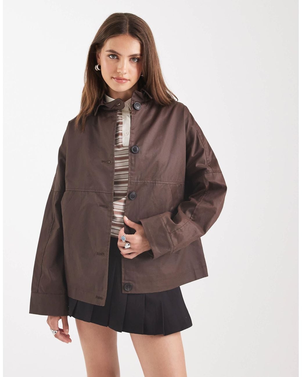 ASOS Wax Harrington Jacket in Brown | Lyst