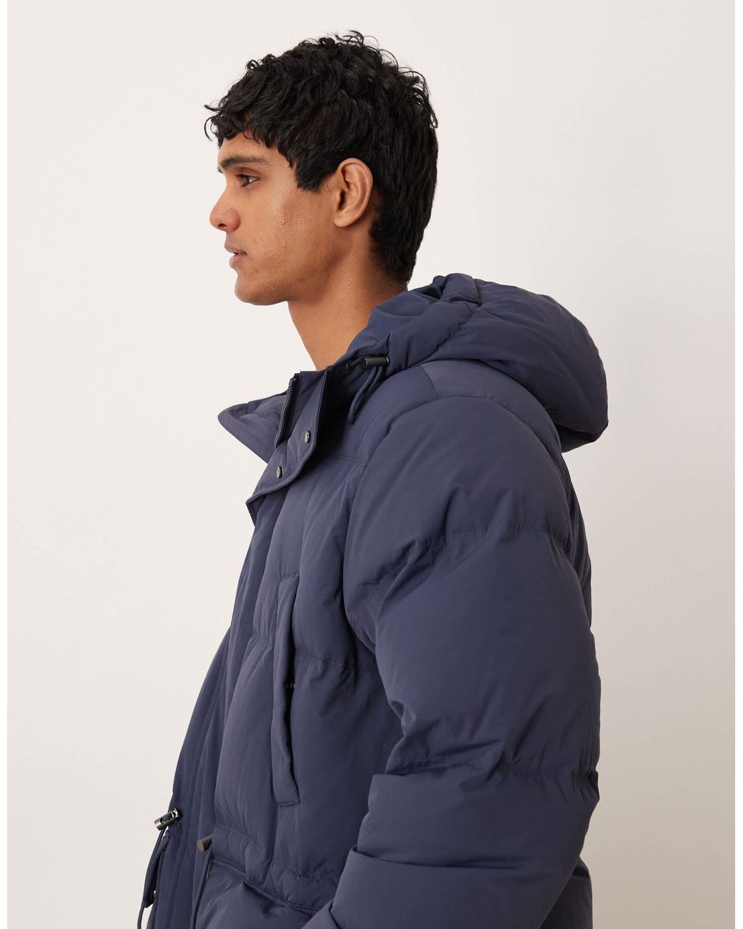 ARKET Down Puffer Coat With Full Hood And Flap Pockets in Blue for Men ...