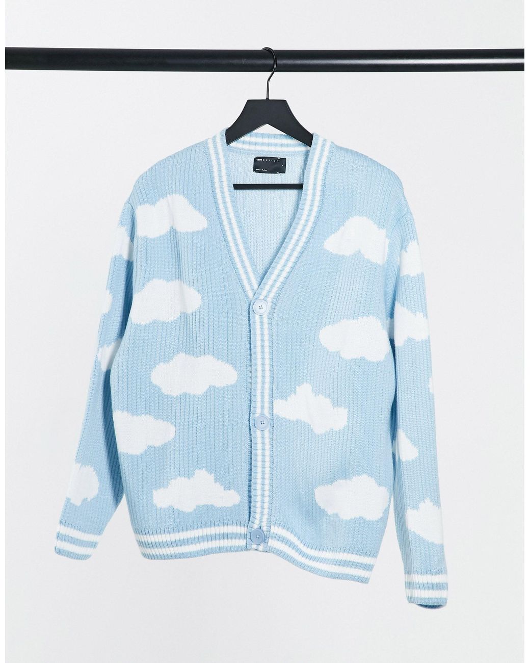ASOS Oversized Textured Cardigan With Cloud Design Light in Blue for ...