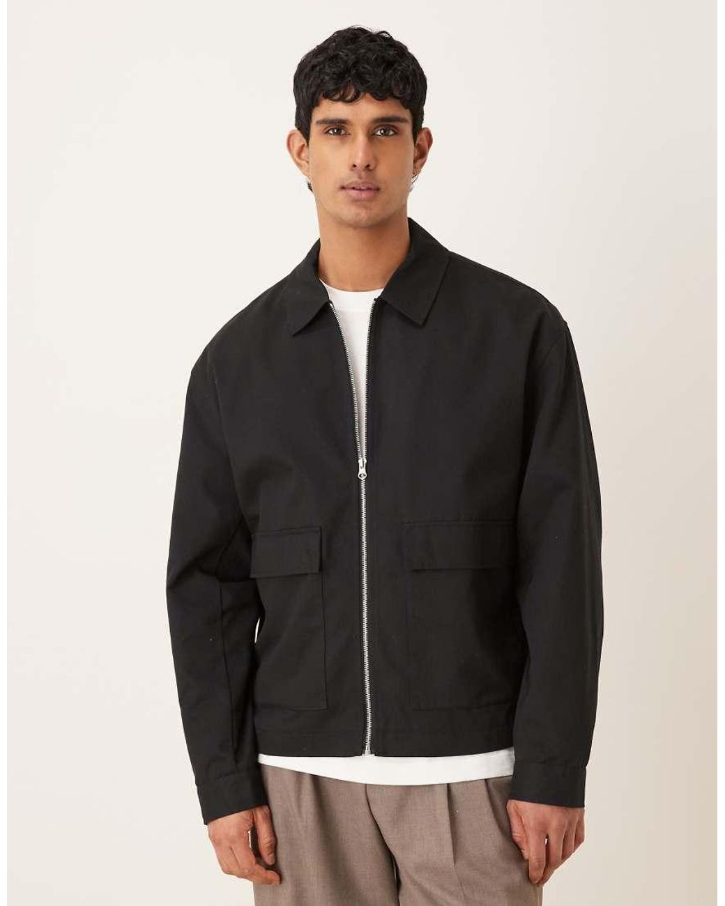 ASOS Oversized Harrington Jacket in Black for Men | Lyst UK