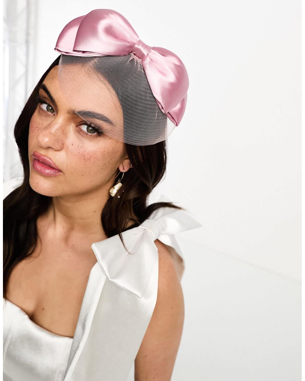 ASOS Fascinator With Satin Bow Detail in Pink | Lyst