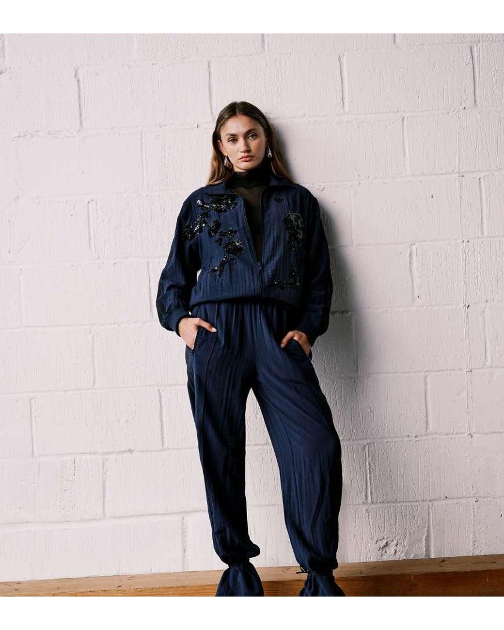 adidas Originals x ASOS Nylon Track Pants in Blue | Lyst UK