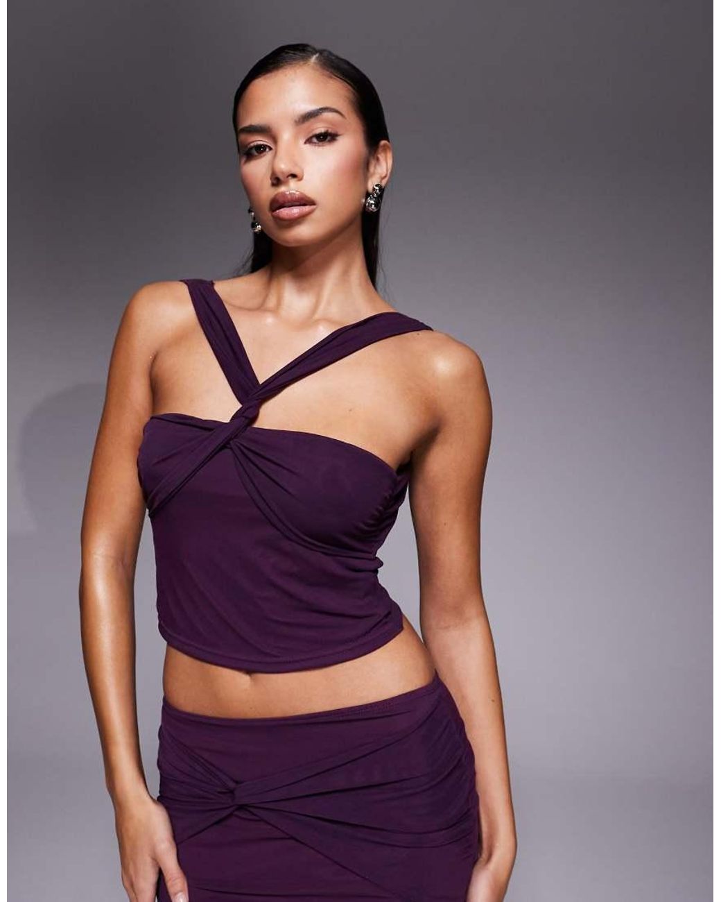 Edikted maggi Co-ord Knitted Backless Mesh Top in Purple | Lyst UK