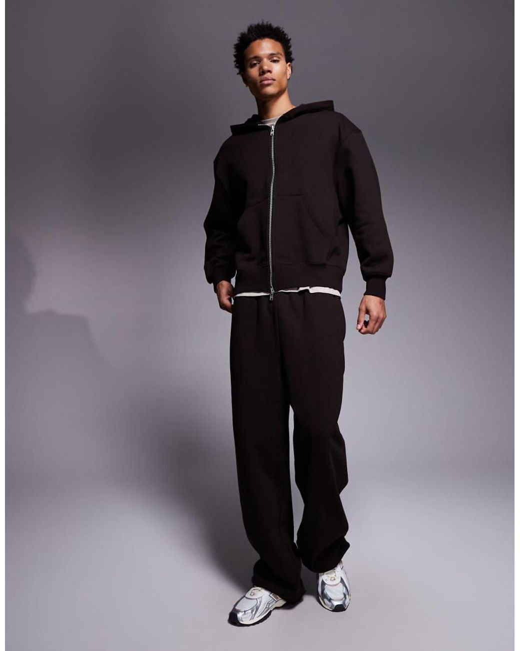 ASOS Premium Heavyweight Wide Leg Jogger in Grey for Men | Lyst UK