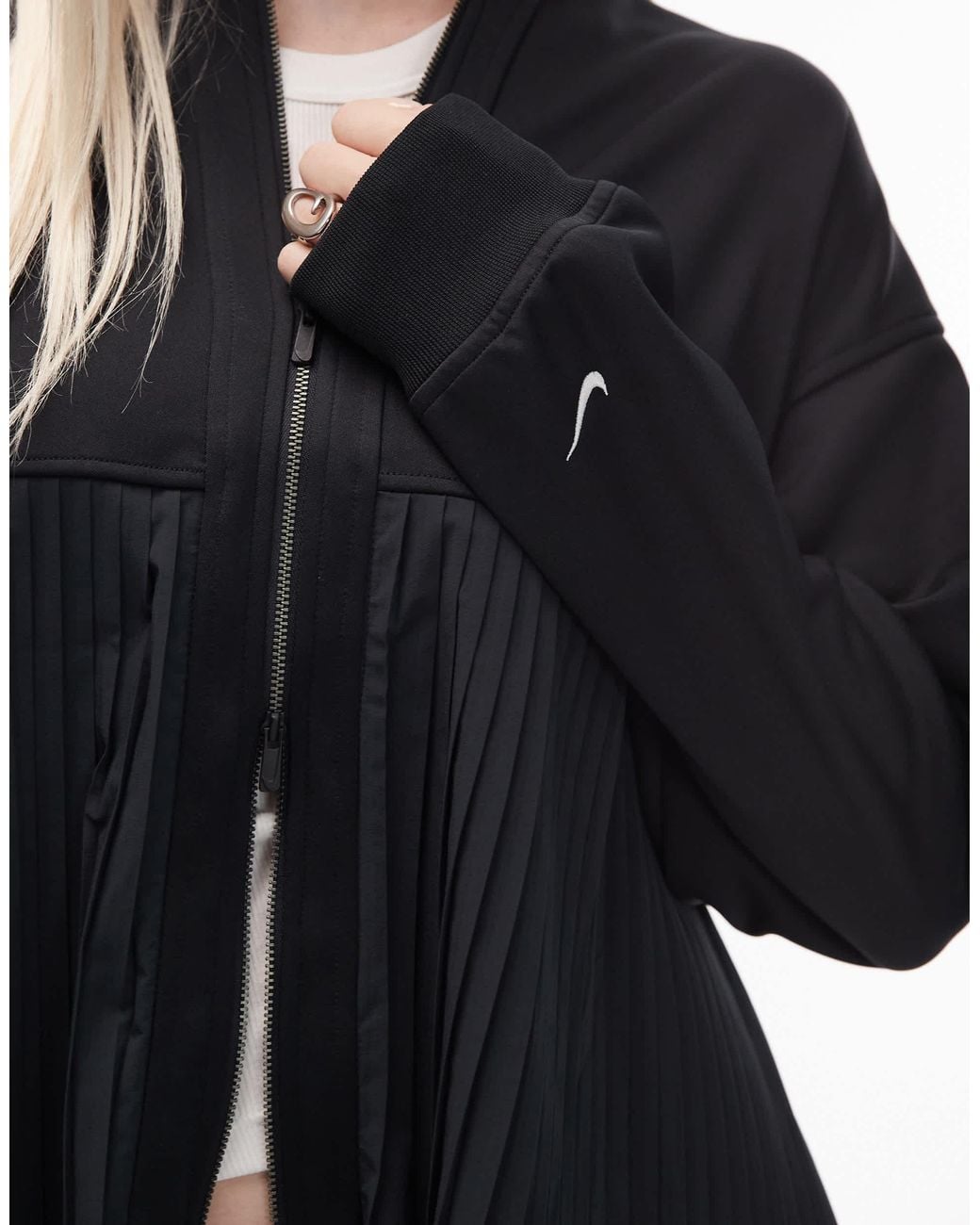Nike Pleated Harrington Jacket in Blue | Lyst