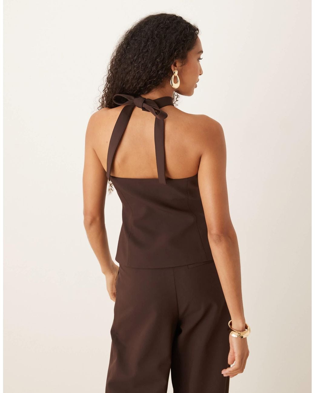 ASOS Tailored Crossover Halter Neck Waistcoat in Brown | Lyst