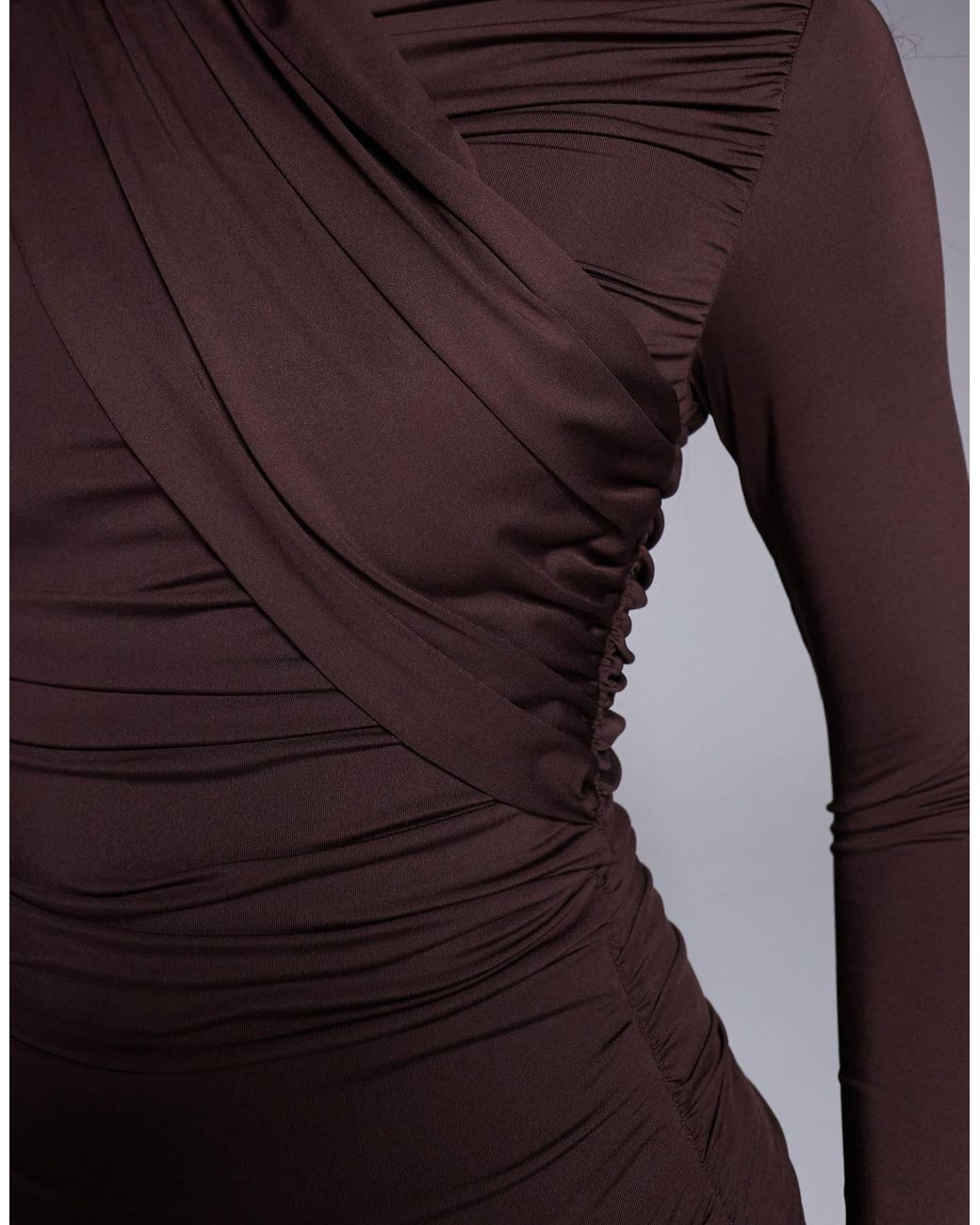 Ruched & Ready Miss Me Sculpted Cross Over Bust And Skirt Detail Mini ...