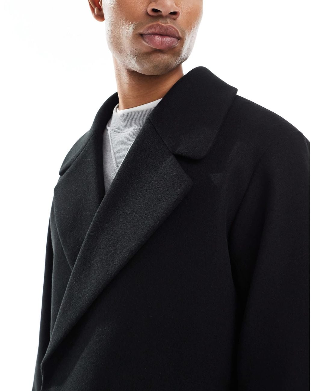ASOS Wool Look Longline Coat in Blue for Men | Lyst