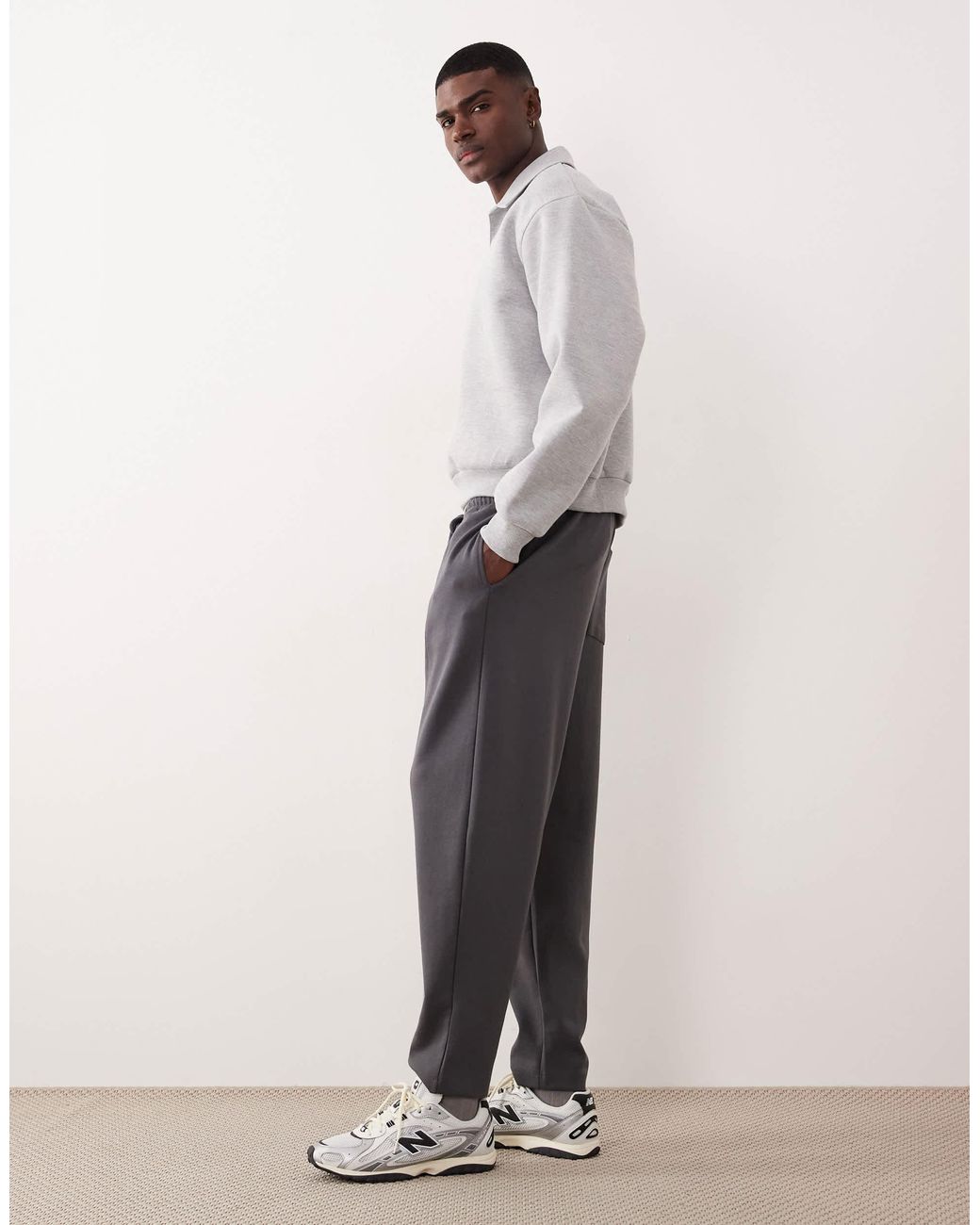 ASOS Tapered Sweatpants With Pin Tucks in Gray for Men | Lyst