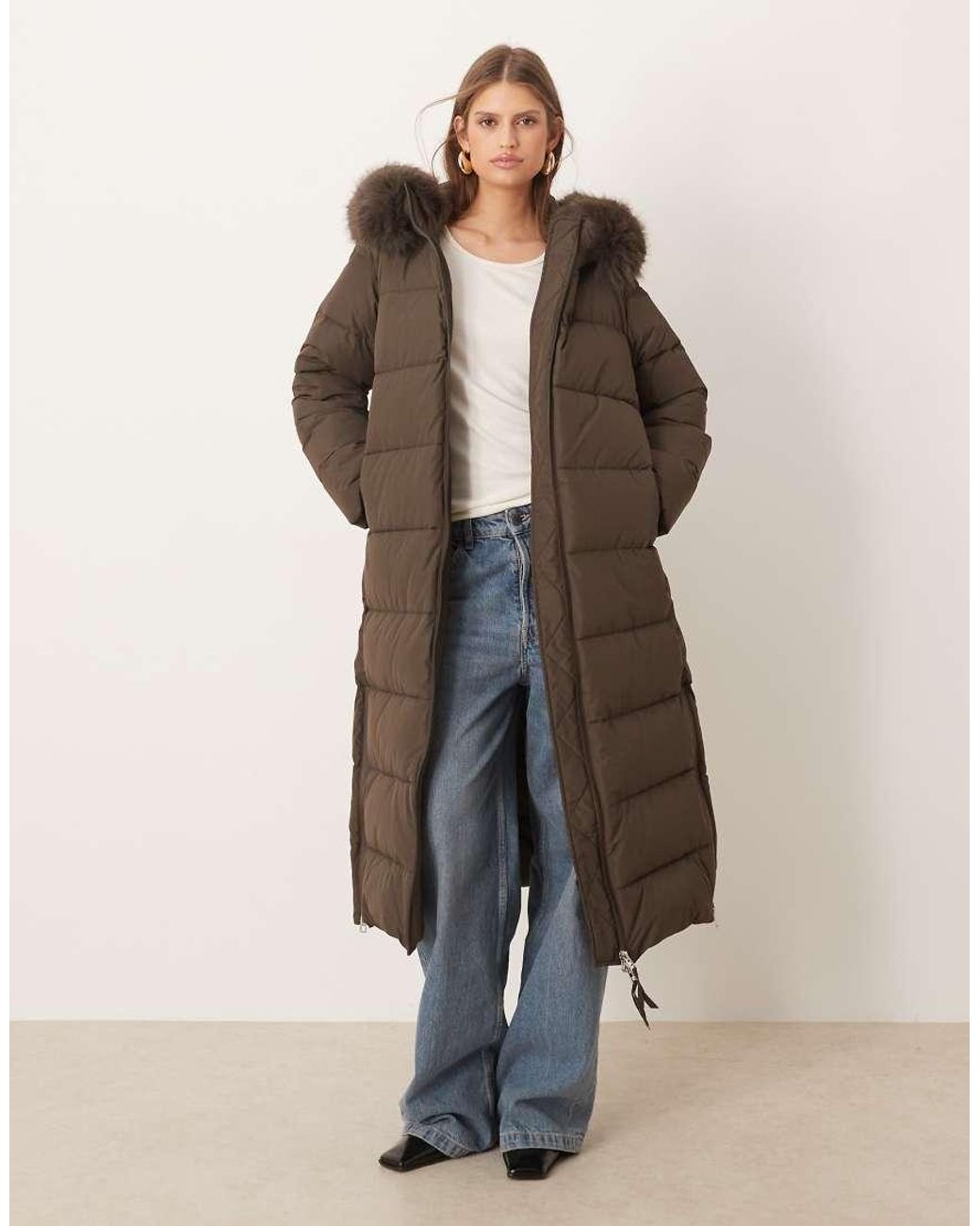 Mango Long Padded Puffer Jacket in Natural | Lyst UK