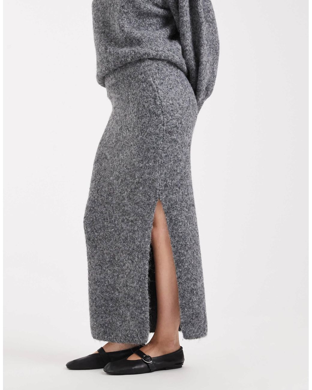 ASOS Fluffy Maxi Skirt Co-Ord in Gray | Lyst
